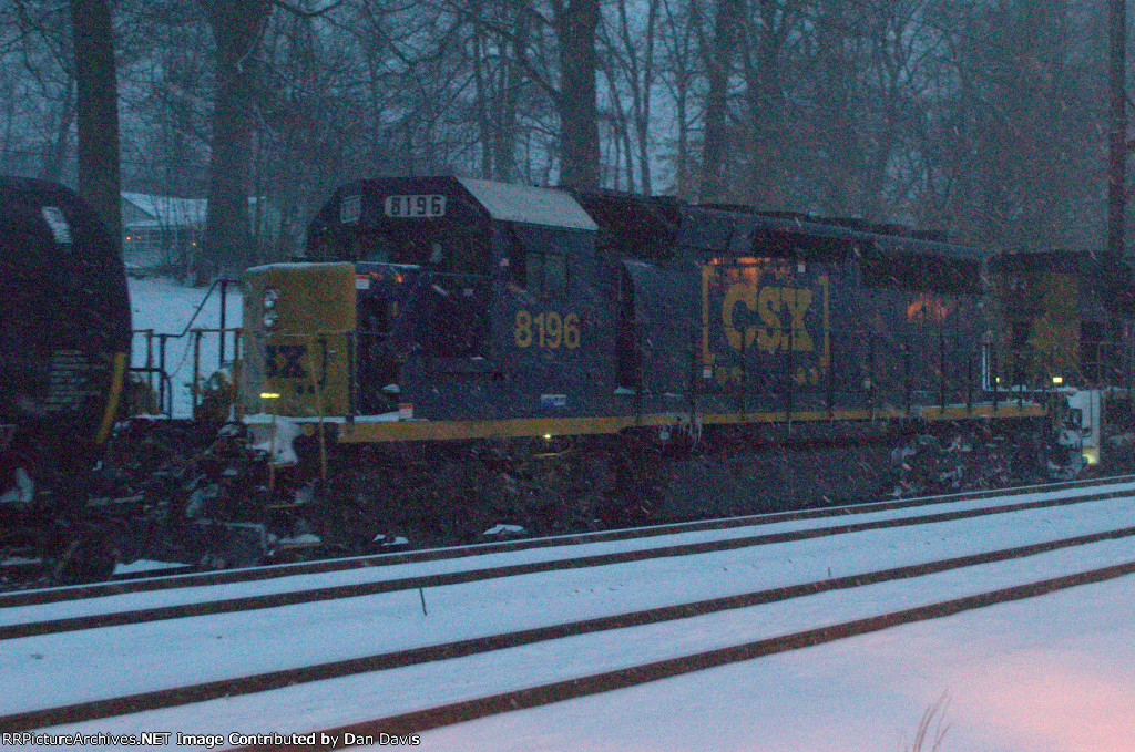 CSX SD40-2 8196 trails on Q409-13